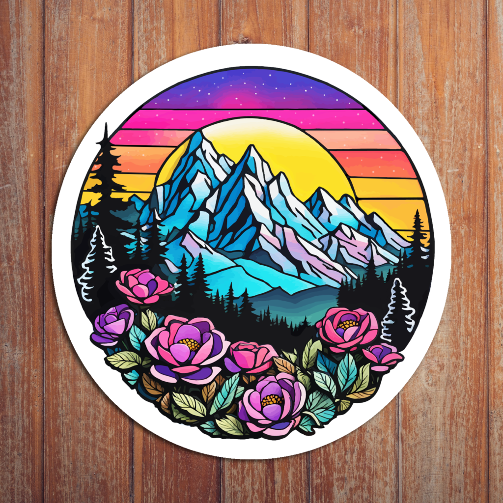 Peaks & Wild Roses Sticker – Mountains and Treasures