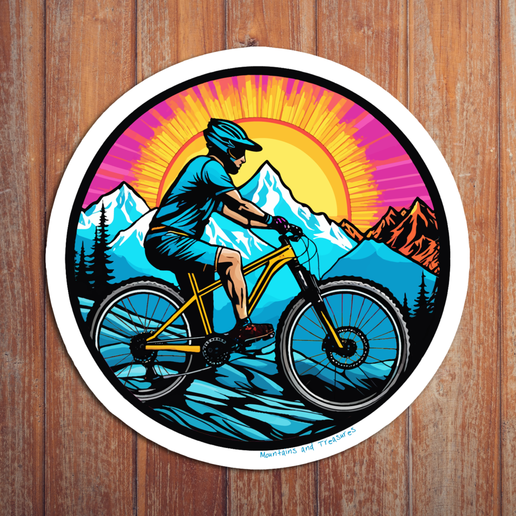 Mountain Biking Sticker – Mountains and Treasures